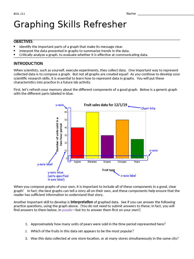 Lab Activity - Graphing Skills Refresher | PDF | Cognitive Science ...