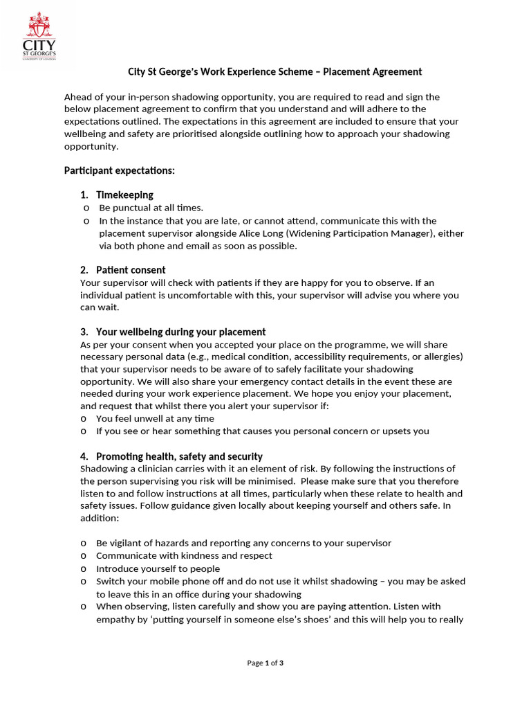 Placement Agreement - Work Experience | PDF | Confidentiality
