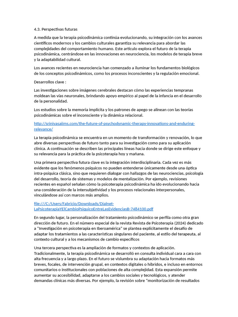 4.3. Perspectivas Futuras | PDF | Psicoterapia | Psicología clínica