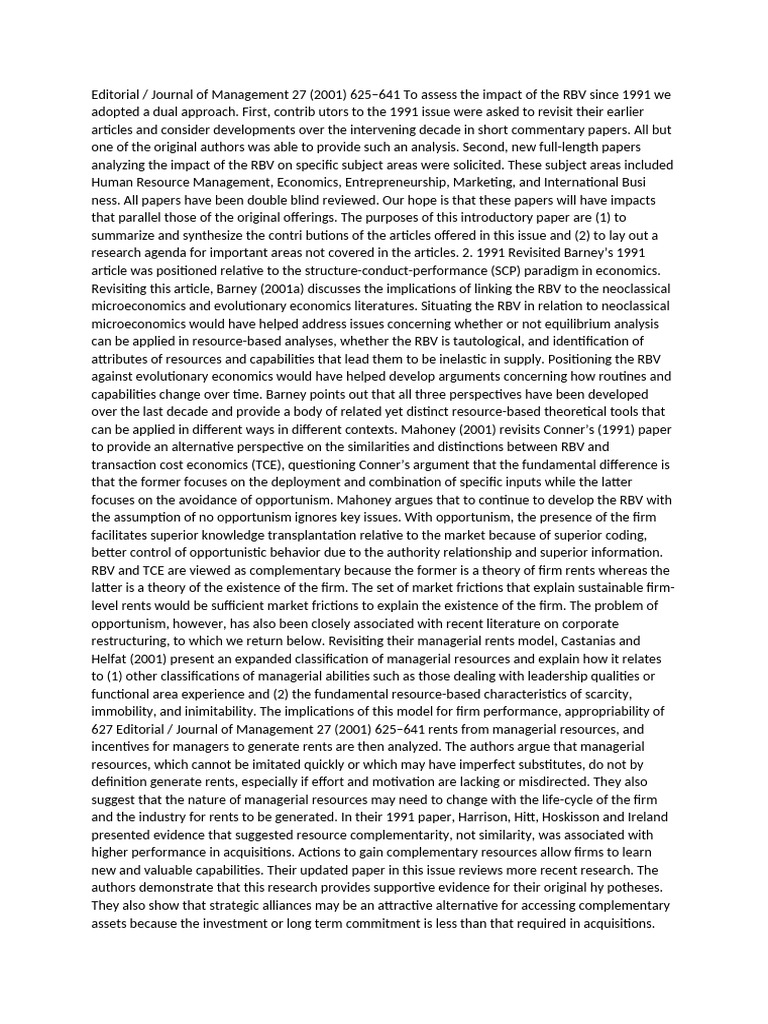 Revisiting Resource-Based View Impact | PDF | Economics | Economies