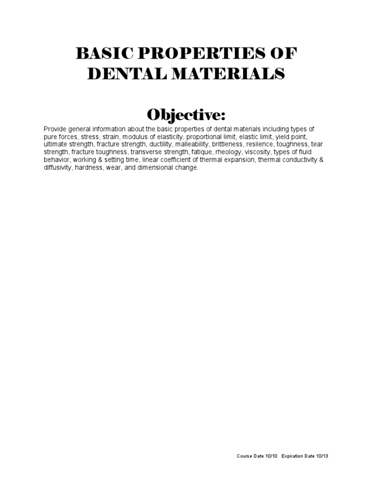 Basic Properties of Dental Materials | PDF | Fracture | Deformation ...
