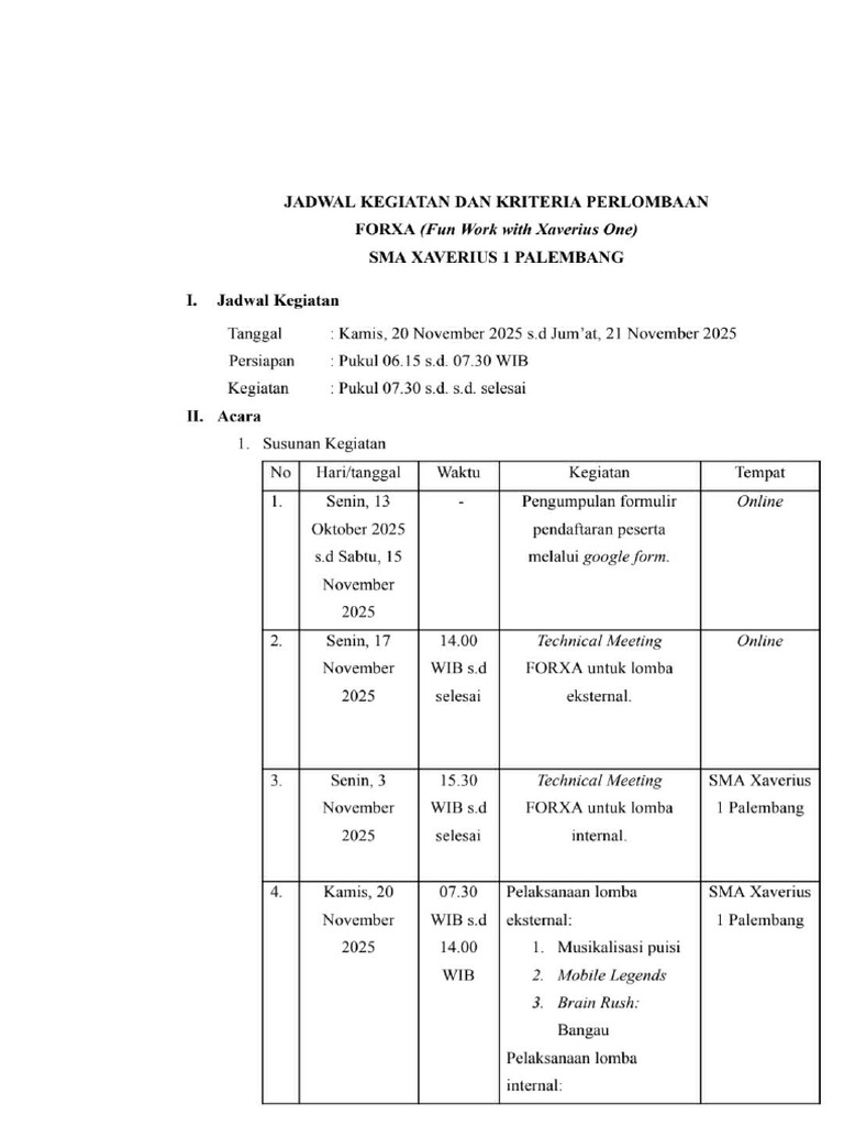 Kriteria Lomba Internal Forxa 2025 - 251021 - 062353 | PDF