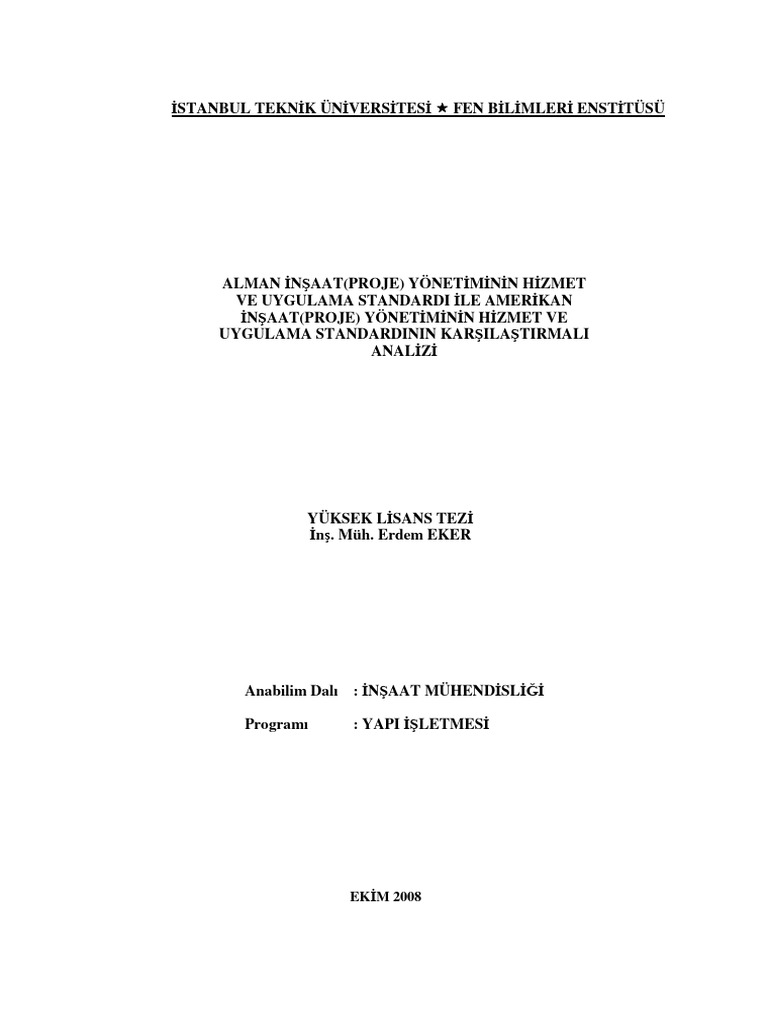 Alman Insaat Proje Yonetiminin Hizmet Ve | PDF
