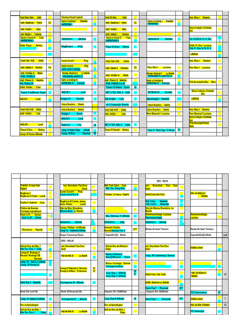 Grade de Aulas de Música 2025.2 | PDF