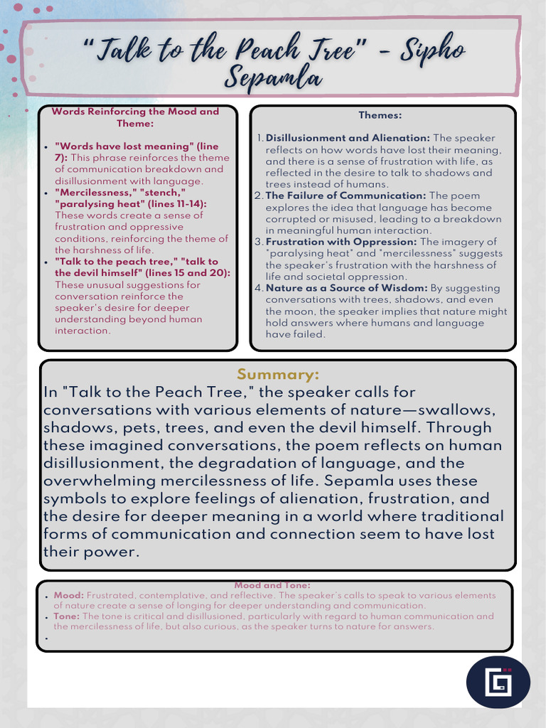 Talk To The Peach Tree - Cheat Sheet | PDF | Metaphor