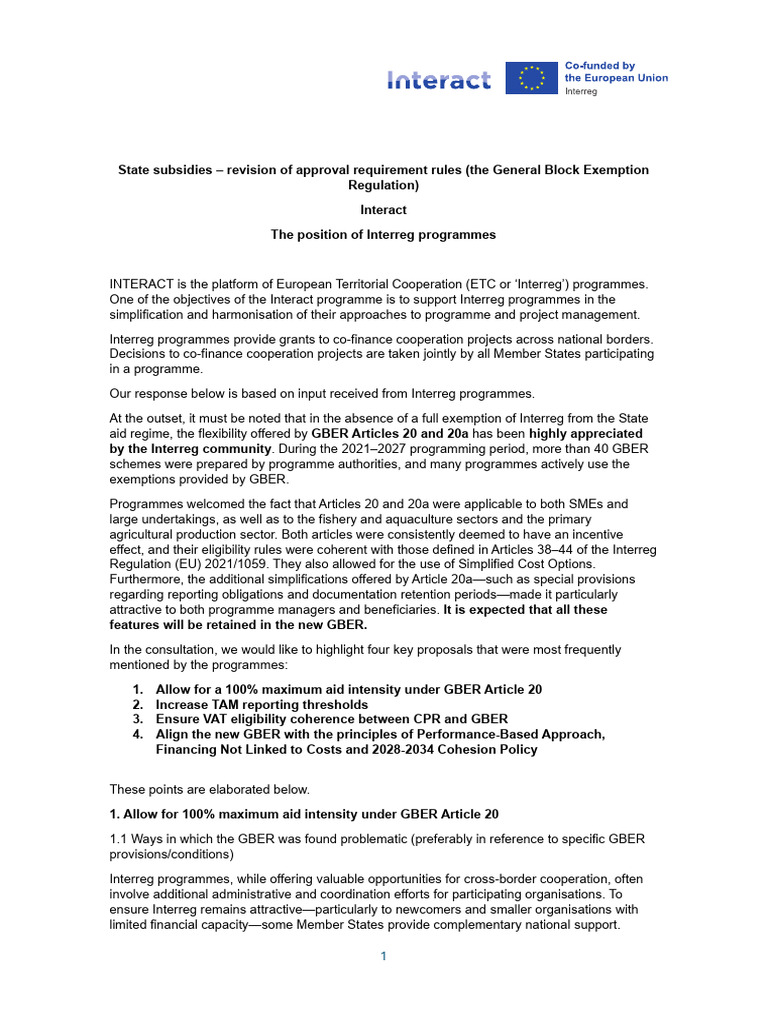 GBER Consultation Interact - 2025 - 09 - 18 | PDF | Value Added Tax ...