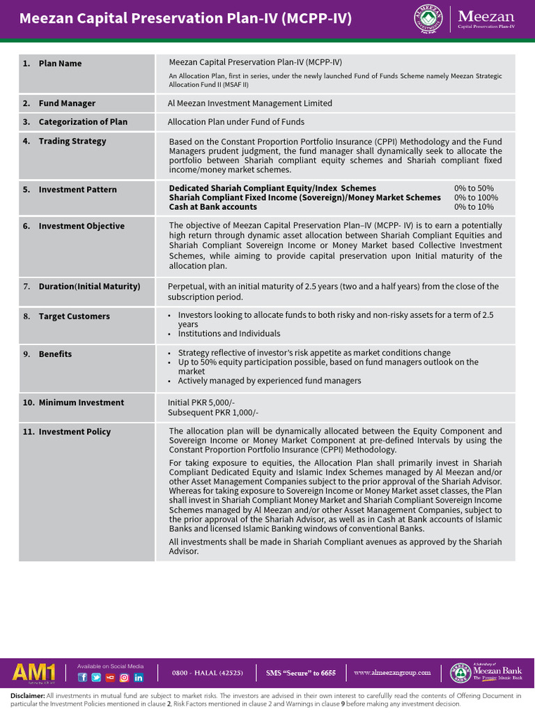 Meezan Capital Preservation Plan-IV Overview | PDF | Investment ...
