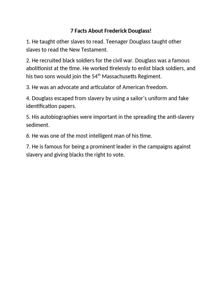 7 Key Facts About Frederick Douglass | PDF