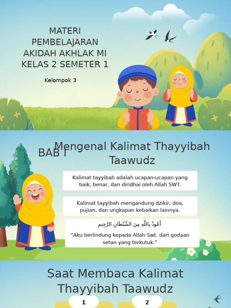 Kalimat Tayyibah Presentasi Biru Muda Dan Hijau Gaya Ilustratif | PDF