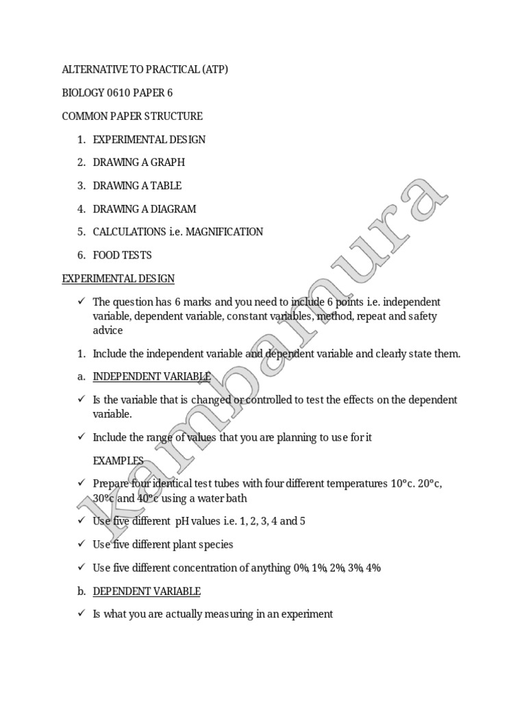 ATP Biology Paper 6 Exam Guide | PDF