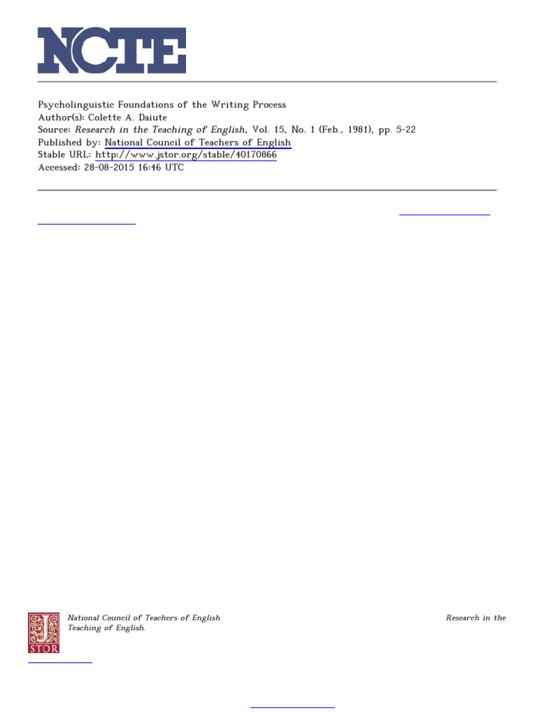 Psycholinguistic Foundations of The Writing Process | PDF | Sentence ...
