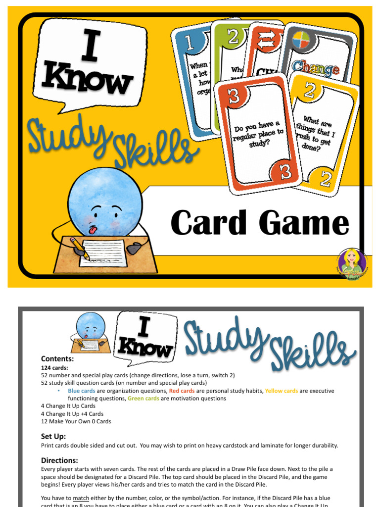 StudySkillsCardGame 1 | PDF | Behavior Modification | Cognition