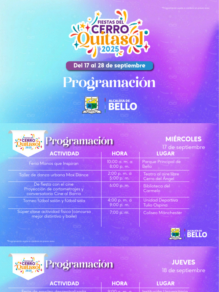 Programacion Fiestas Cerro Quitasol 2025 | PDF