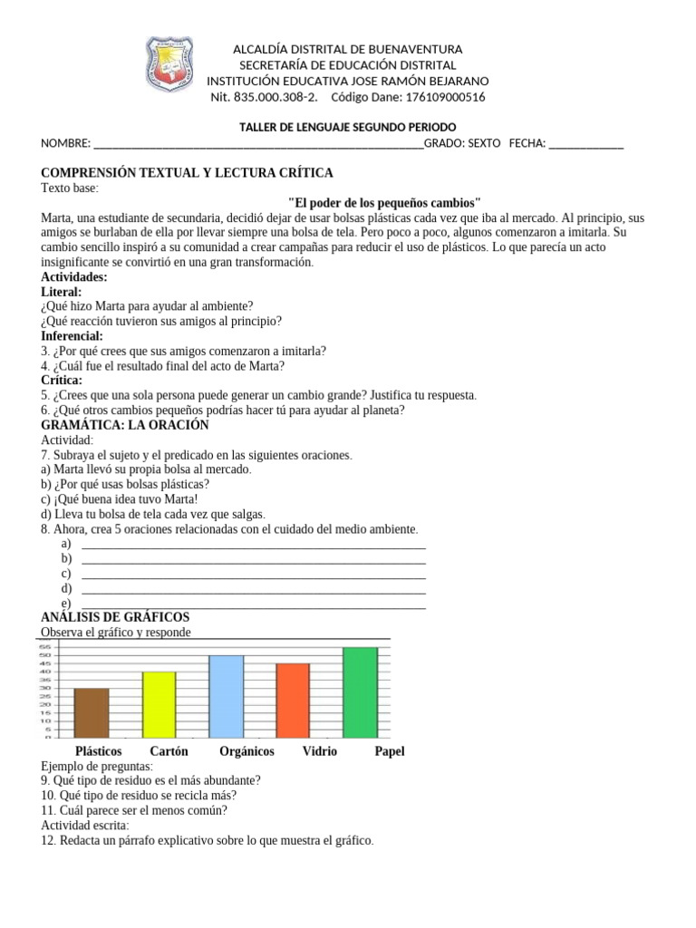 Taller 6° - Lenguaje - Segundo Periodo | PDF | Infografia