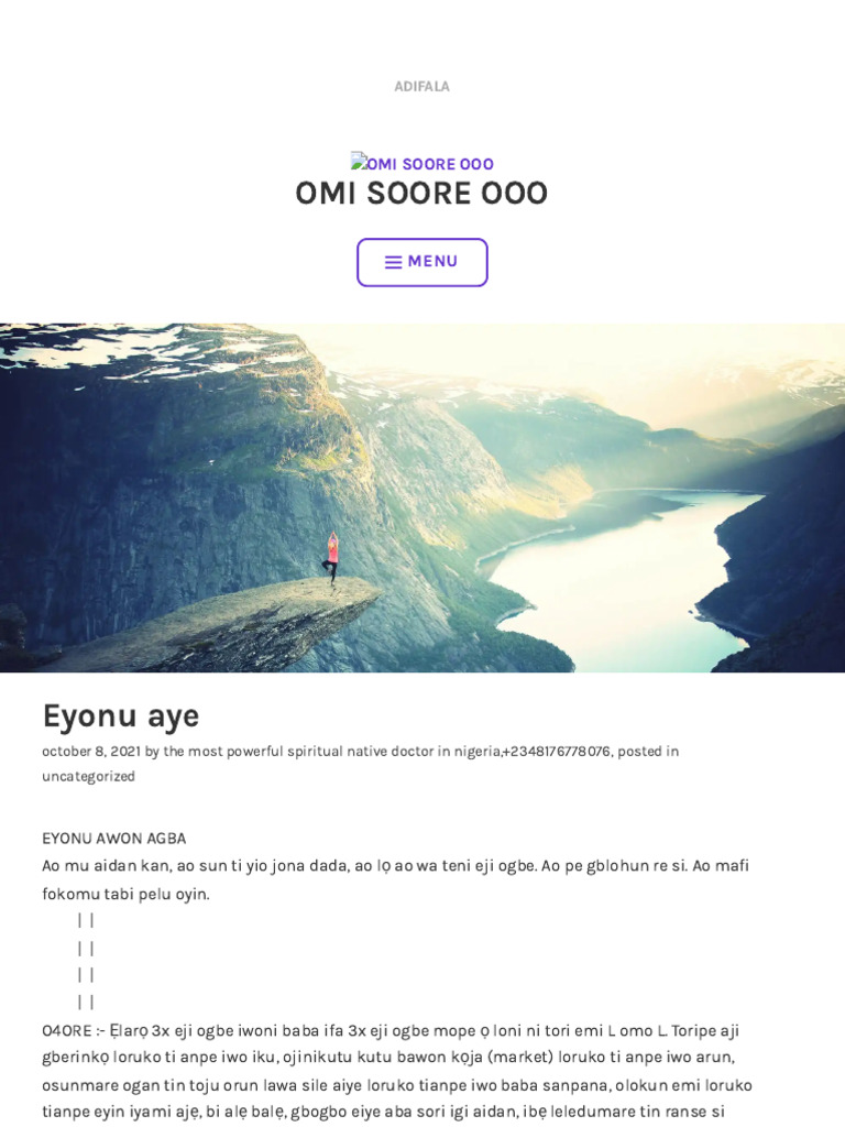 Eyonu Aye - Omi Soore Ooo | PDF