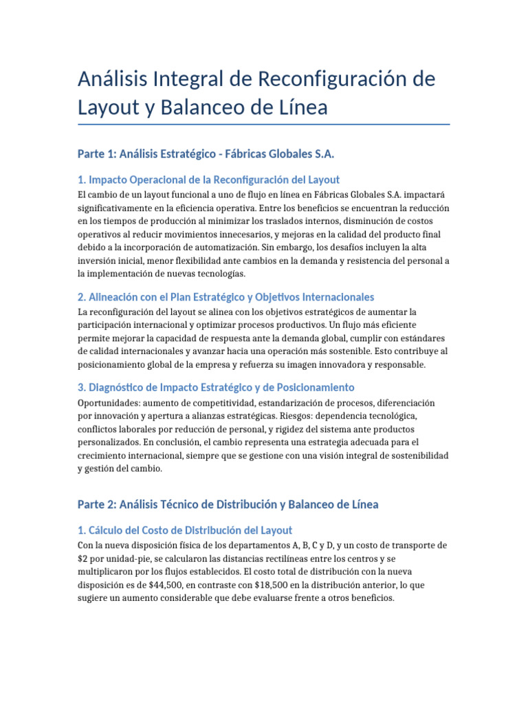 Informe Layout Balanceo | PDF | Sustentabilidad | Economias