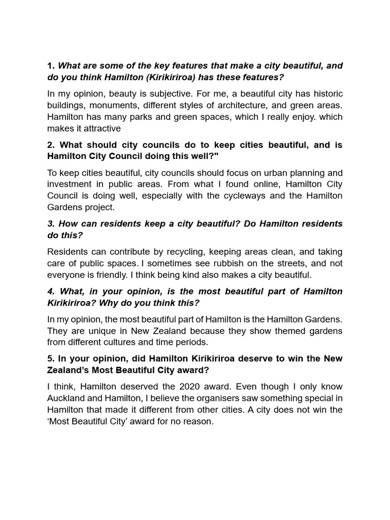 Is Hamilton a Beautiful City _Group Discussion | PDF