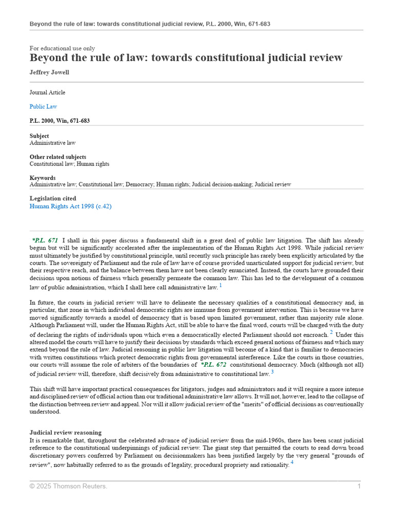 Constitutional Judicial Review Insights | PDF | Rule Of Law | Judicial ...