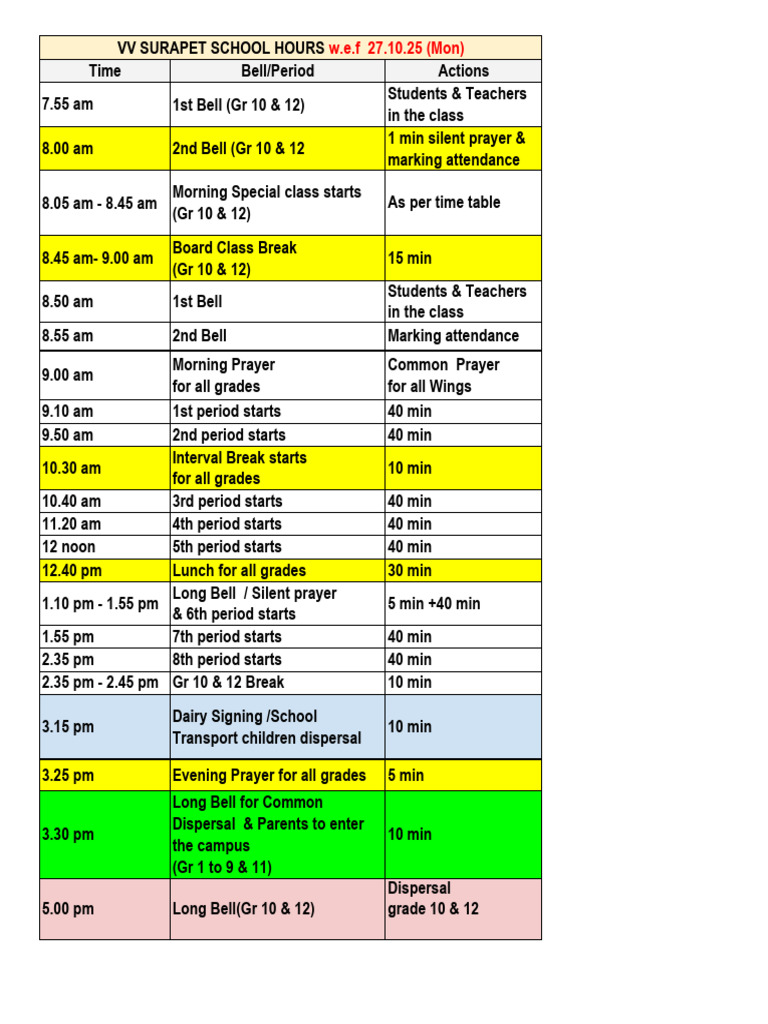 Vvs School Bell Revised | PDF