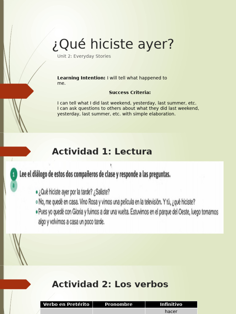 Que Hiciste Ayer | PDF