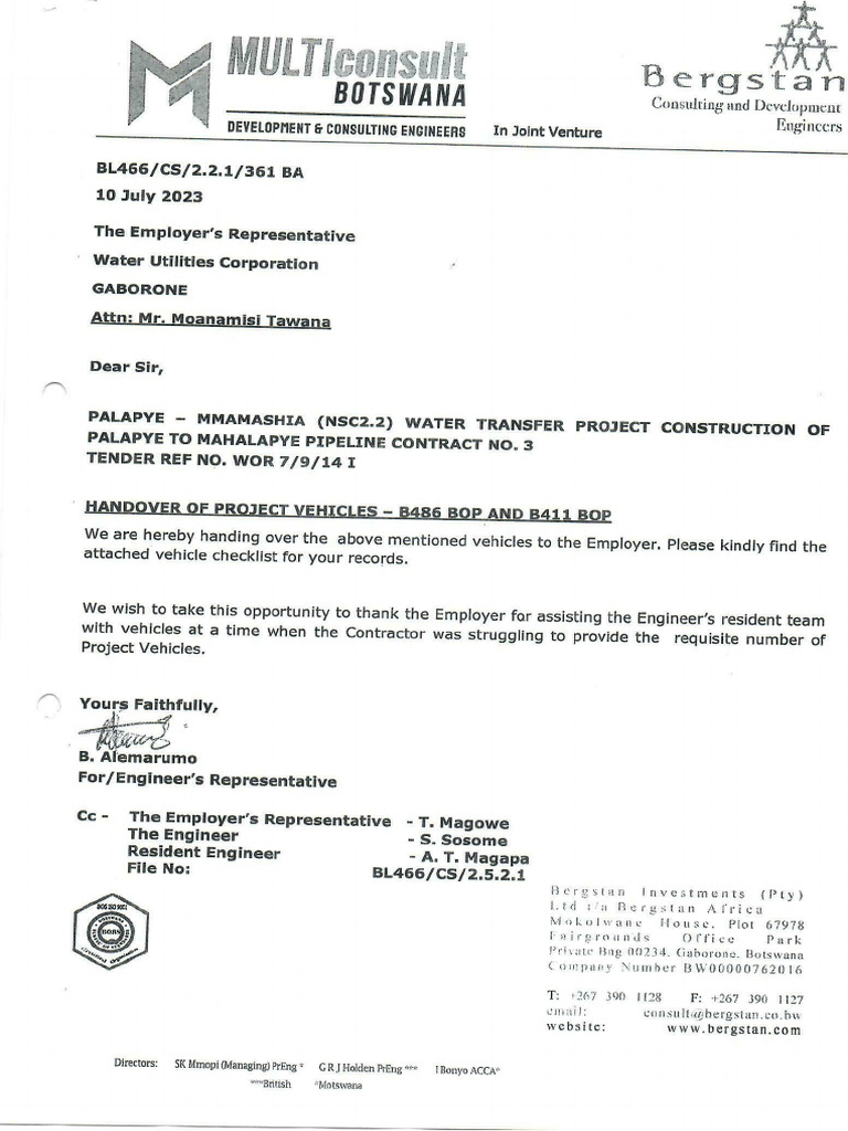 Bl466-Cs-2.2.1-361 - Handover of Project Vehicles - b486 Bop & b411 Bop ...