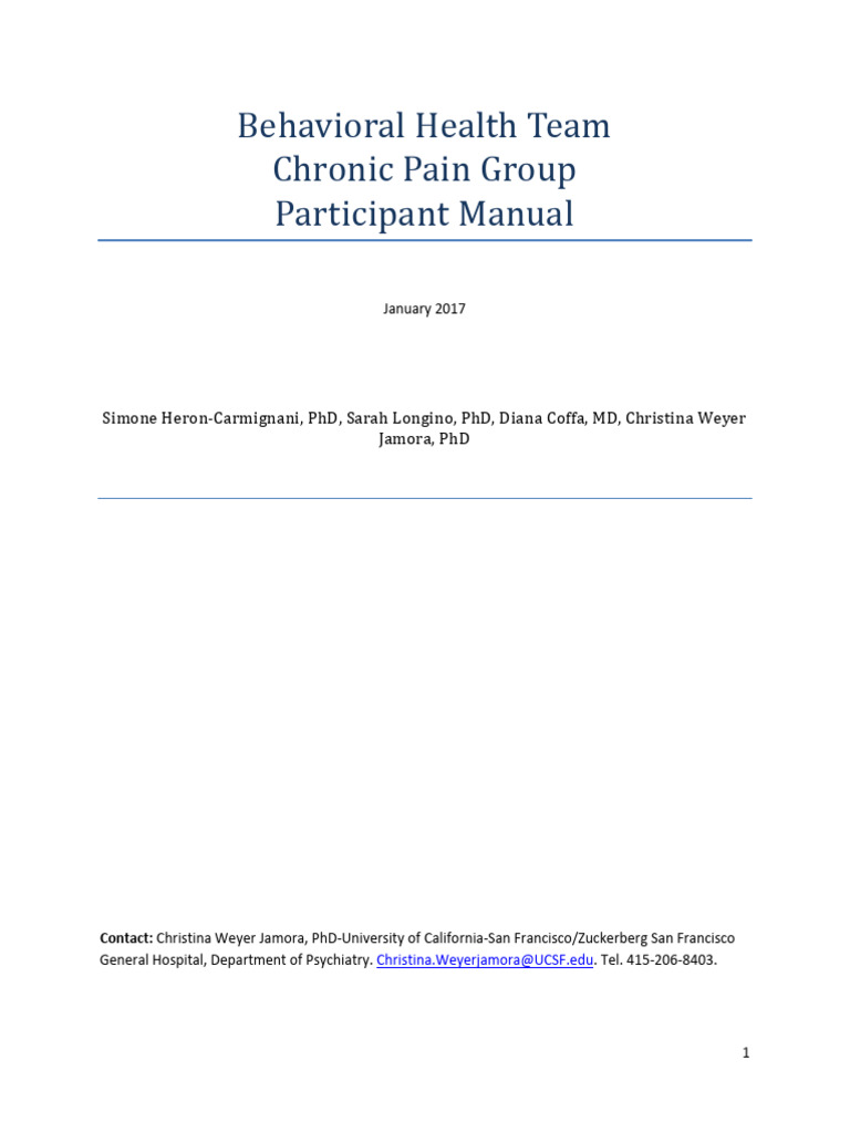 Chronic Pain Patient Manual Current | PDF | Pain | Stress (Biology)