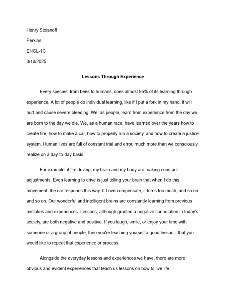 Learning Through Life Experiences | PDF | Experience | Learning