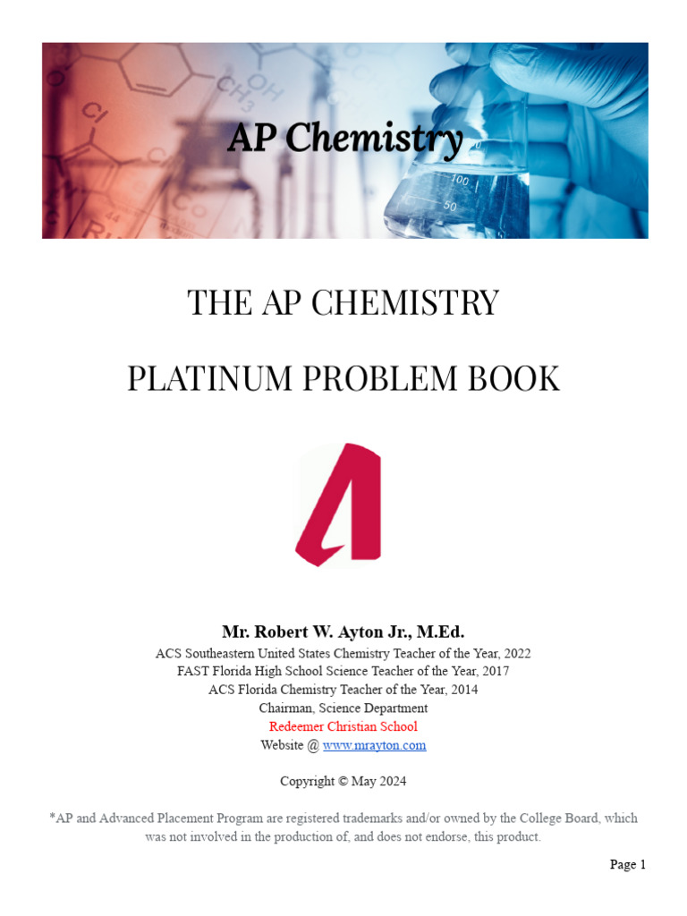 AP Chemistry Platinum Problem Book | PDF | Chemical Bond | Atomic Nucleus