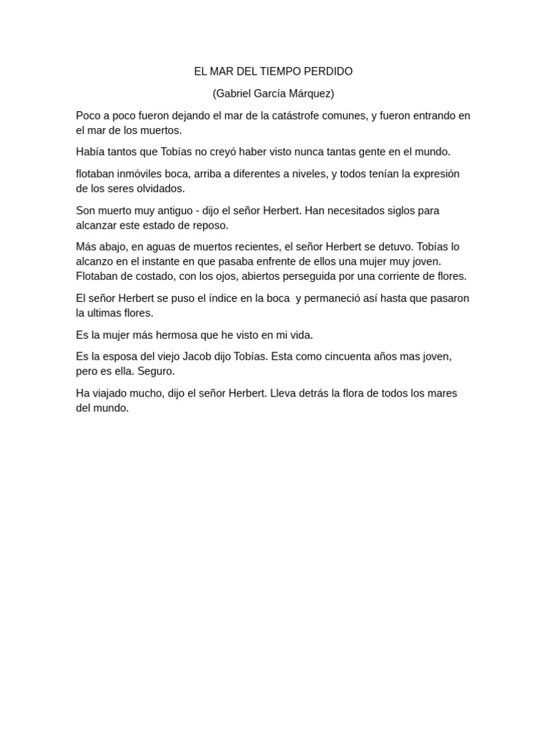 Resumen de "El mar del tiempo perdido" | PDF