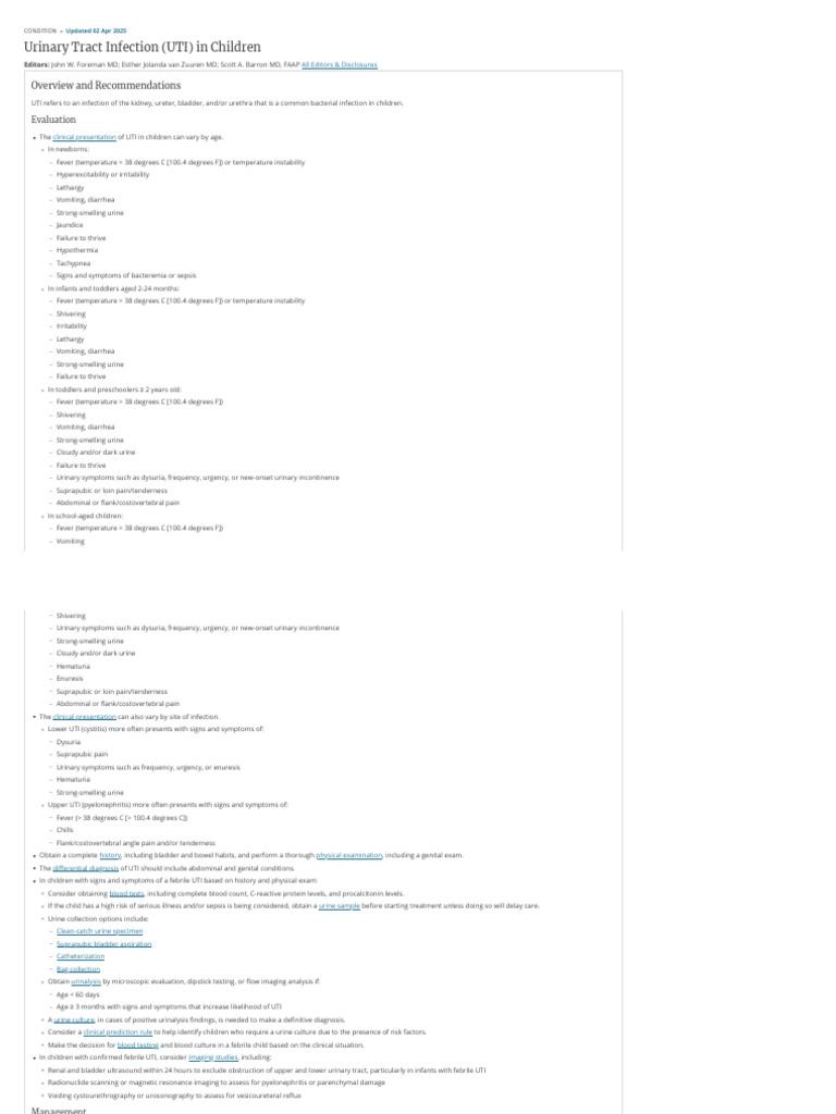 Urinary Tract Infection (UTI) in Children - DynaMed sem 4 | PDF | Urinary Tract Infection ...