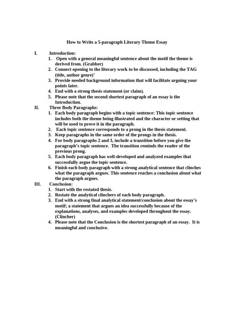 Writing a 5-Paragraph Literary Essay | PDF