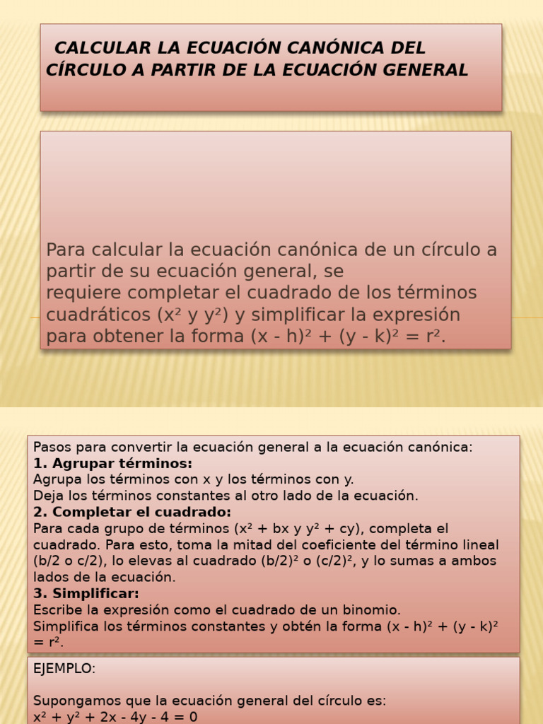 Ecuación Canónica Del Círculo A Partir de La Ecuación General | PDF