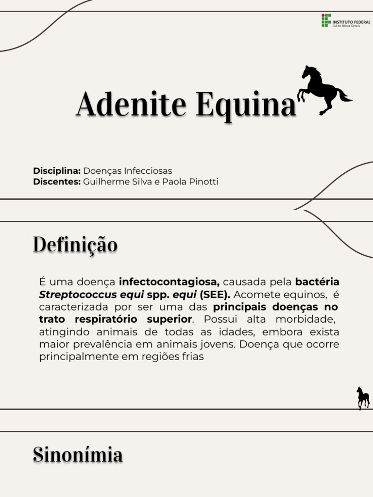 Adenite Equina: Definição e Importância | PDF | Estreptococos | Bactérias