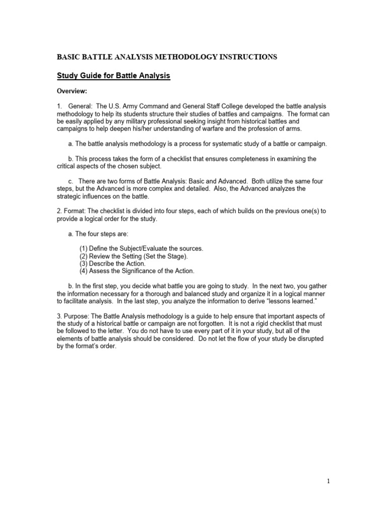 Battle Analysis Methodology Guide | PDF | Battles | Methodology