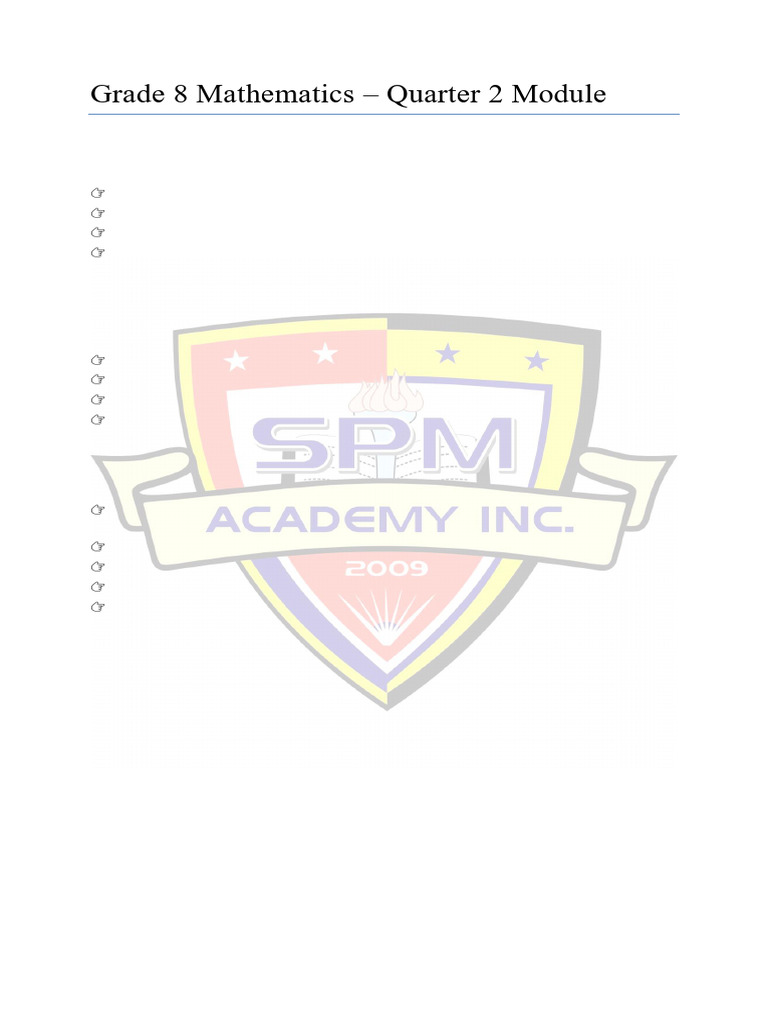 MATH 8 - QUARTER 2 (Matatag Curriculum) | PDF | Cartesian Coordinate ...