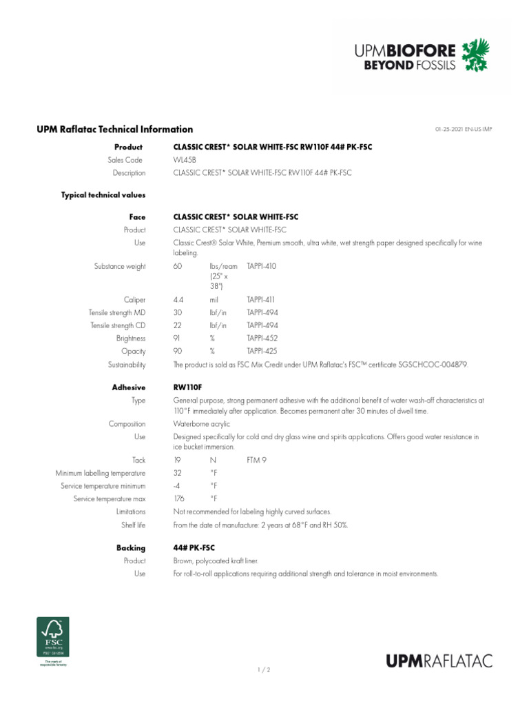 Classic Crest Solar White Label Specs | PDF | Materials | Mechanical ...