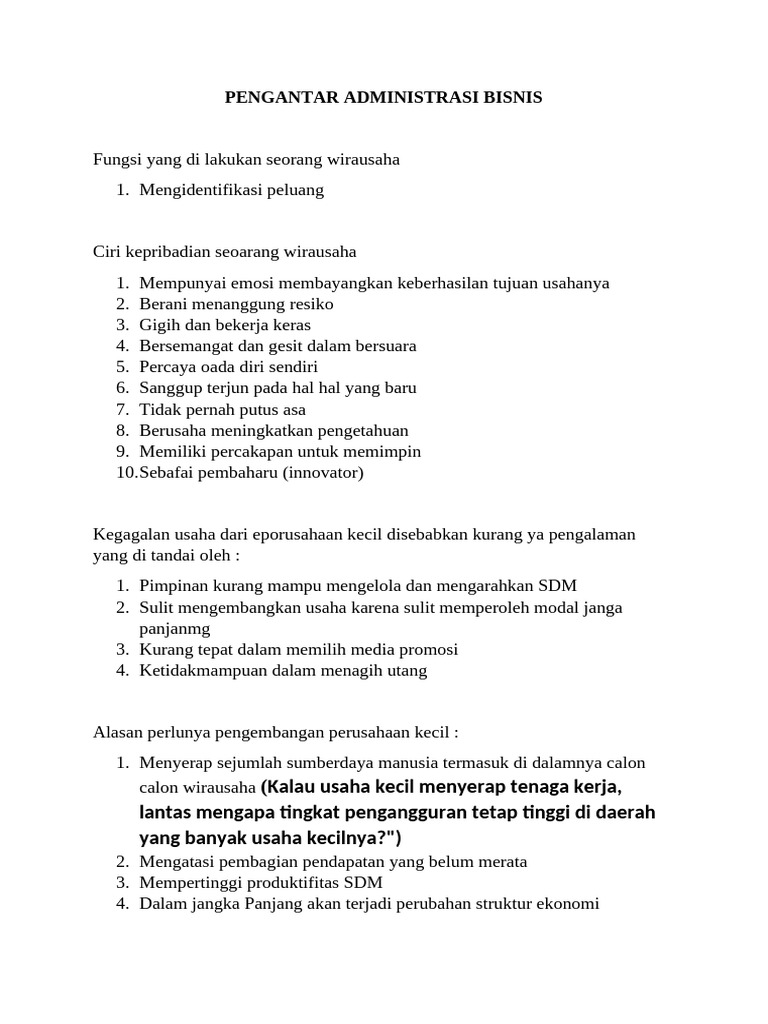 Catatan - Pengantar Administrasi Bisnis | PDF