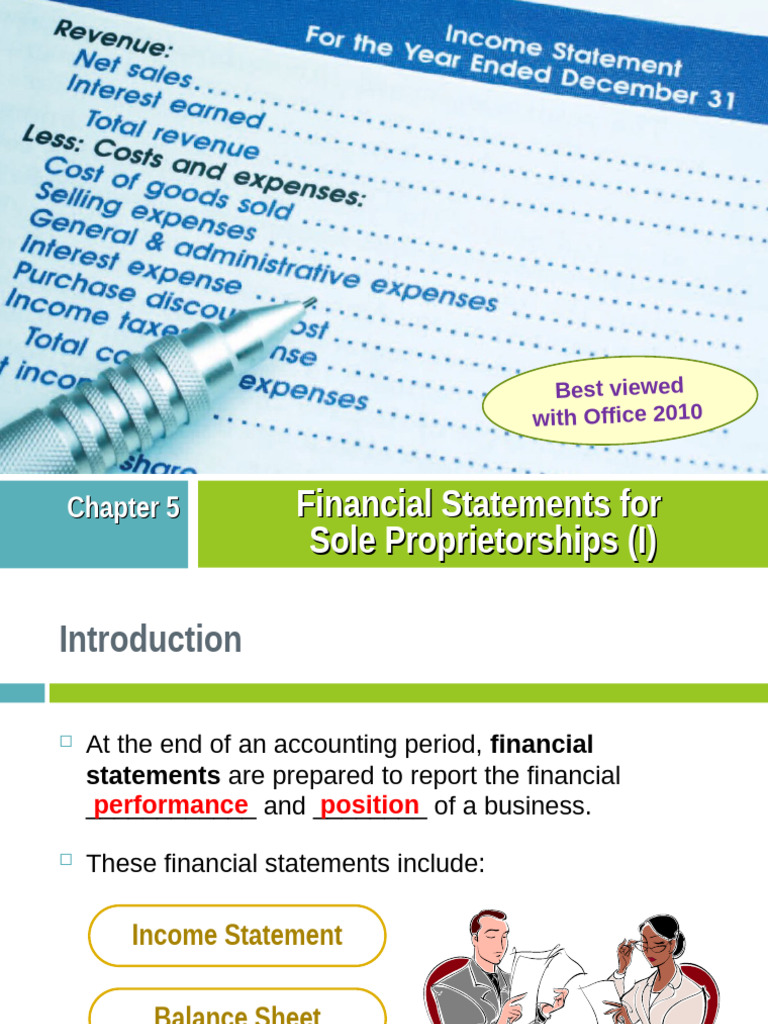 Financial Statements for Sole Proprietorships | PDF | Income Statement ...