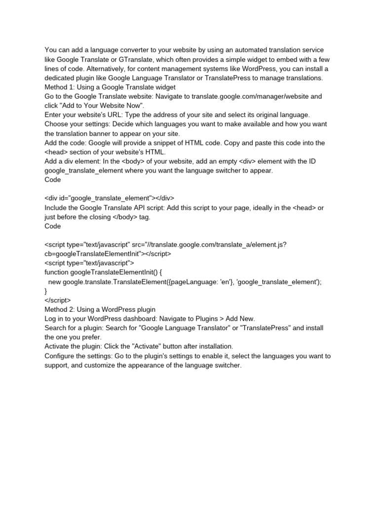 Language Change On Website | PDF