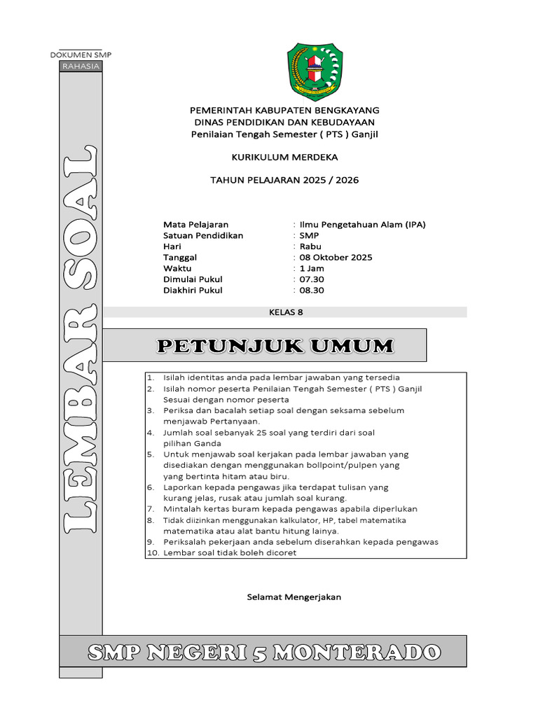 Cover Soal IPA Kelas 8 | PDF