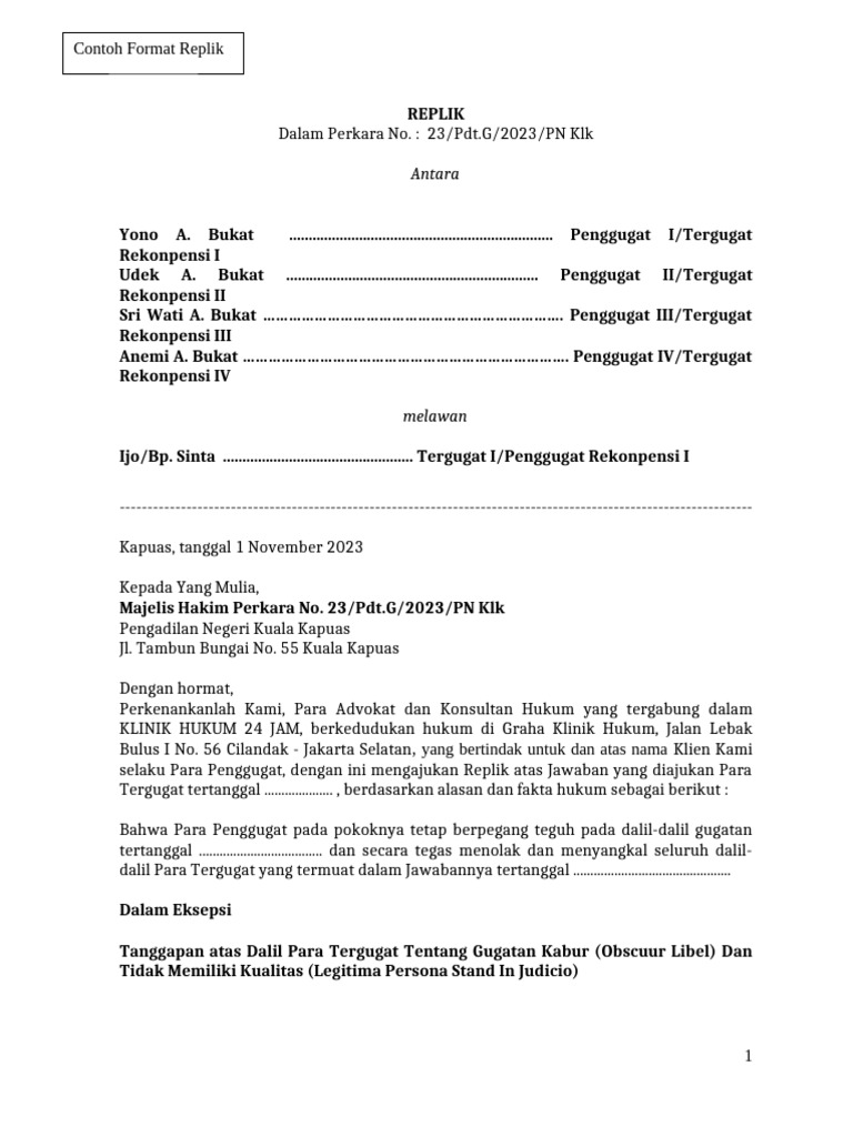 Contoh Format Replik PMH | PDF