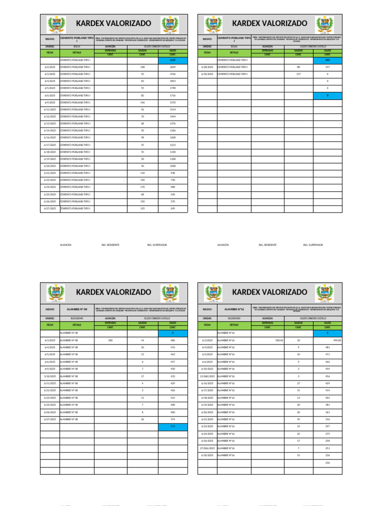 Kardex Junio - Materiales 1 | PDF
