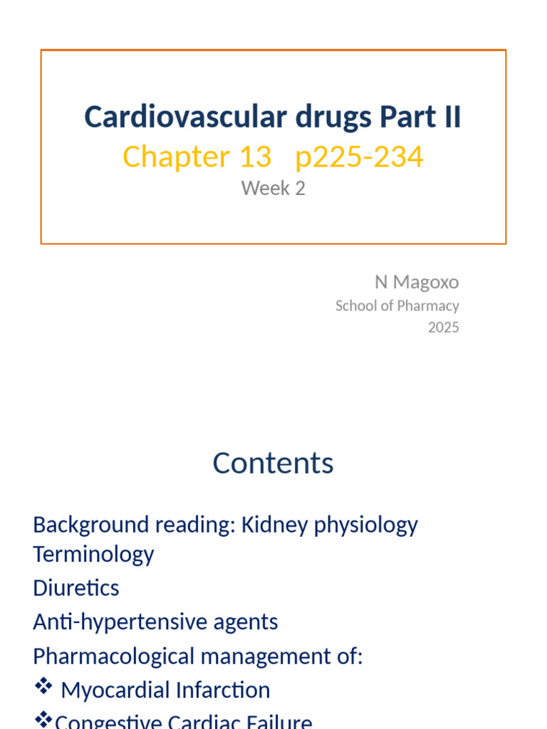 Cardiovascular Drugs Week II - 2025 | PDF | Hypertension | Medical ...