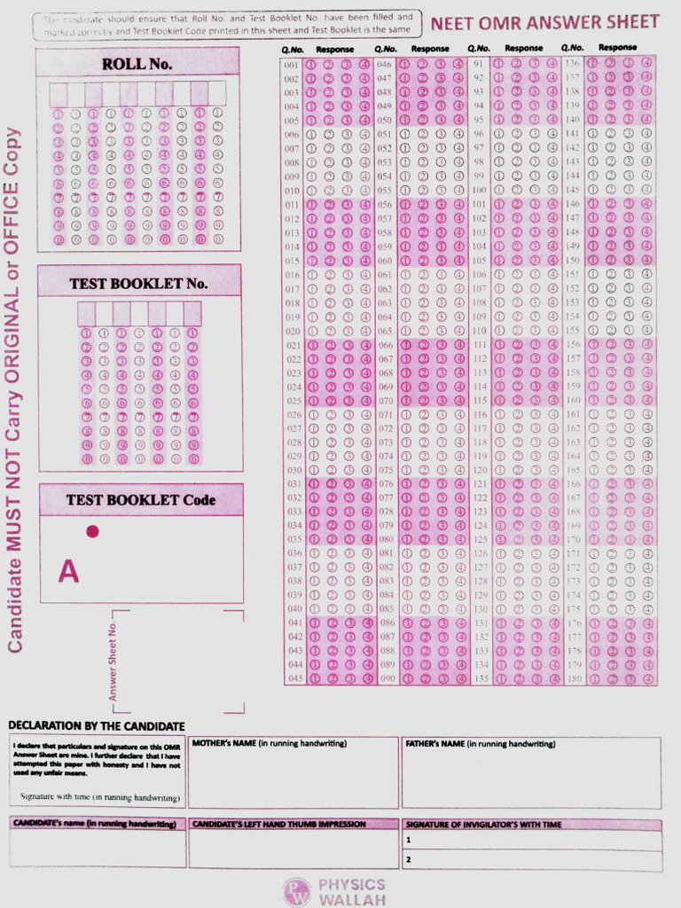 OMR Sheet 3 | PDF | Writing | Graphology