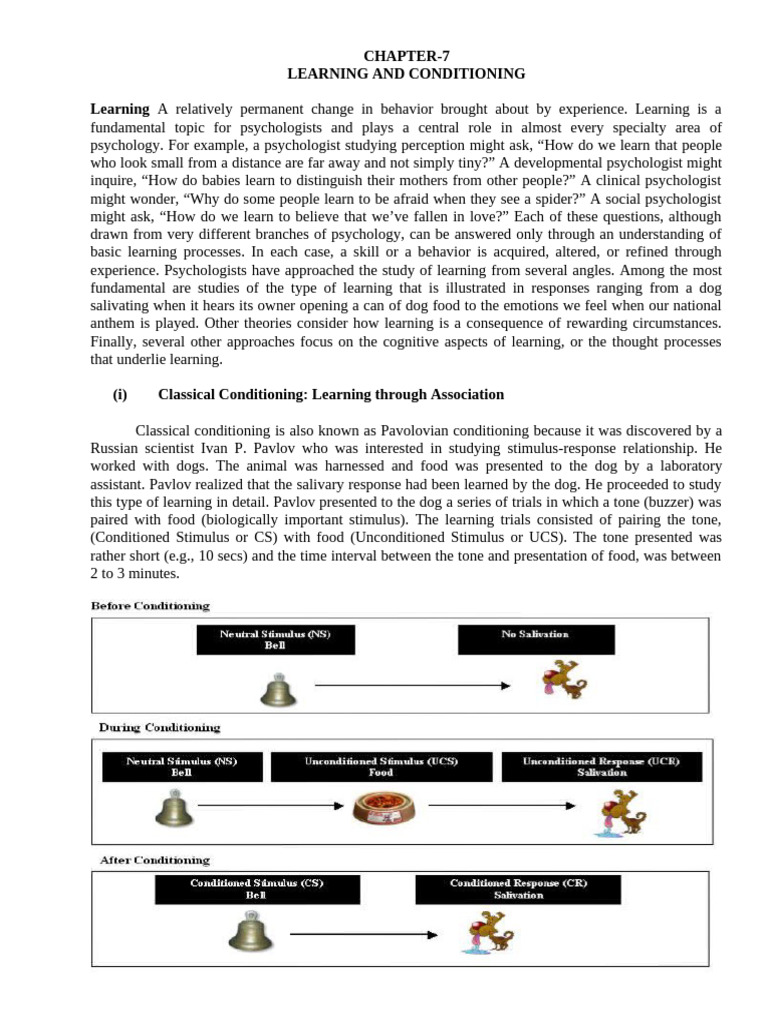 Chapter - 7 Foundations of Psychology | PDF | Reinforcement | Classical Conditioning