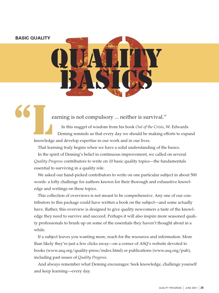 Quality Basics Overview | PDF | Iso 9000 | Strategic Management