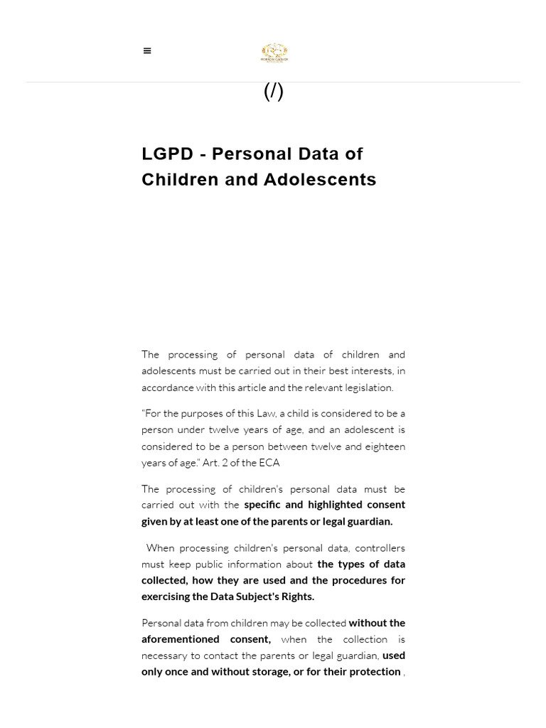 LGPD: Children's Data Protection Rules | PDF | Parent | Information