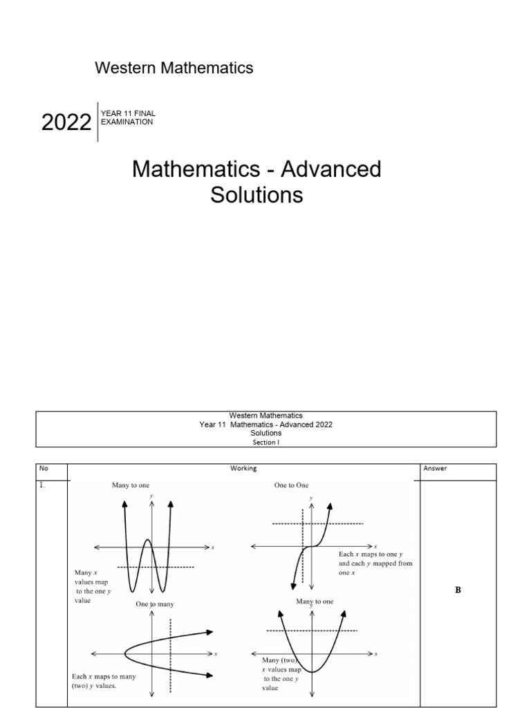 WME Advanced Maths 2022 Year 11 Solutions | PDF | Quadratic Equation ...
