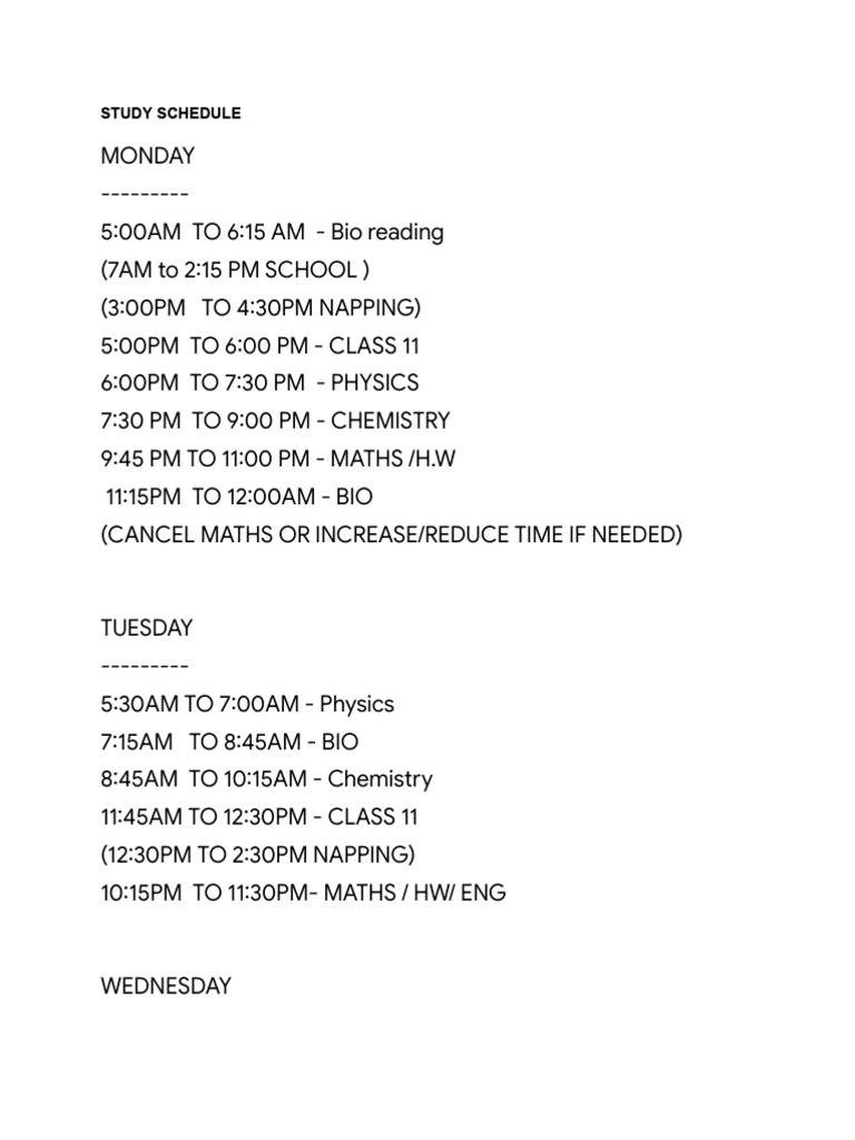 Study Schedule | PDF