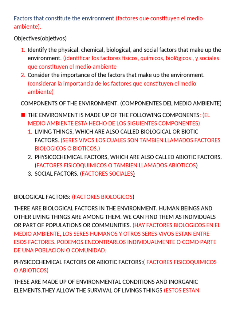 Factors That Constitute The Environment | PDF